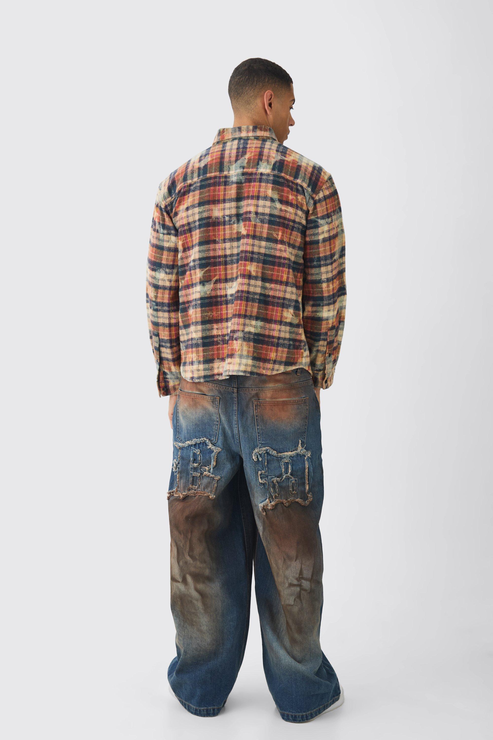 Super Baggy Rigid Dirty Wash Applique Denim Jeans | boohoo USA Super Baggy Rigid Dirty Wash Applique Denim Jeans | boohoo USA